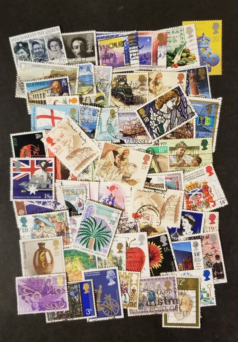 GB Great Britain 60 Different Modern Used Postage Stamp Lot Collection ...