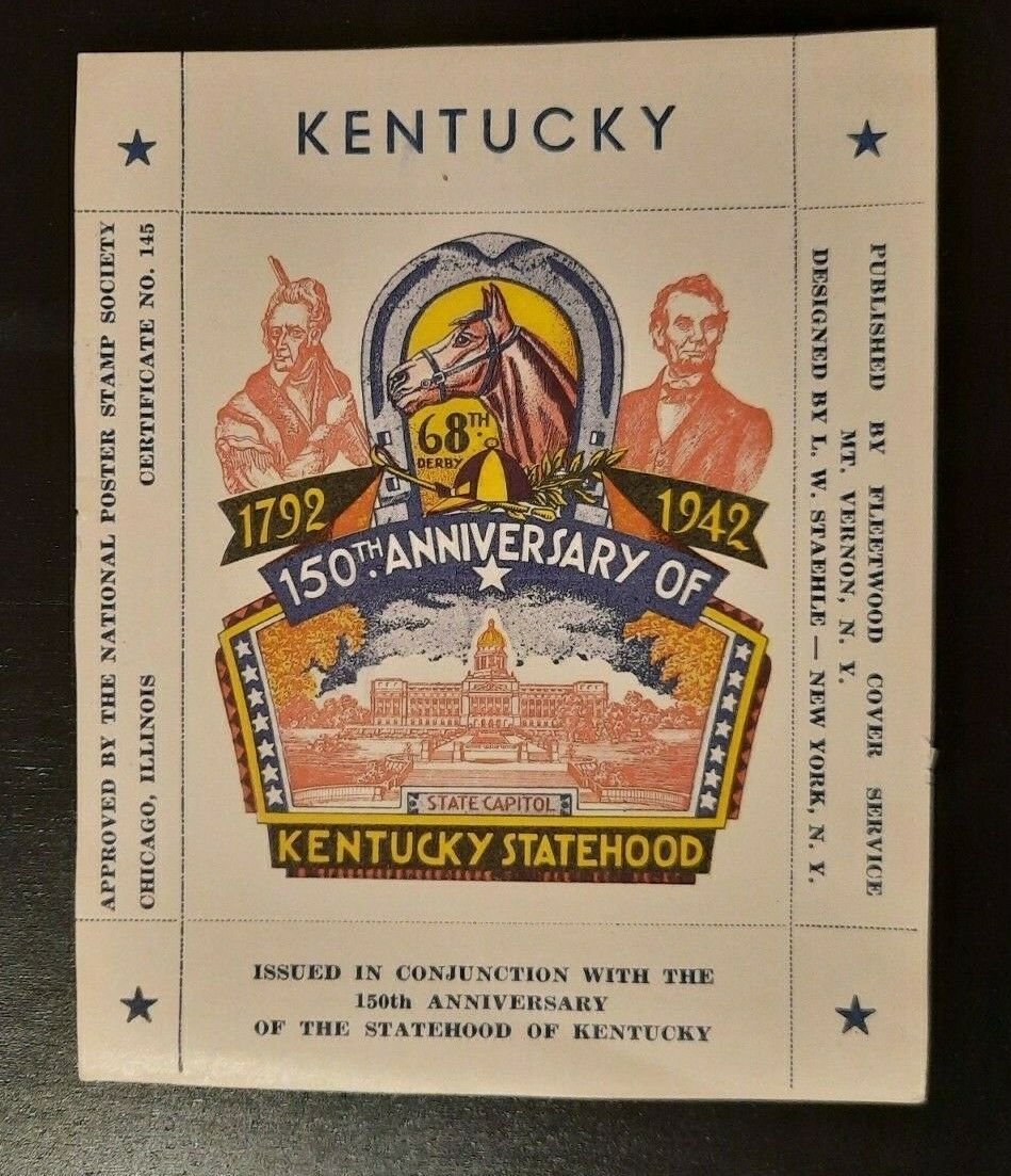 1942 150 Years Kentucky Statehood Abe Lincoln Poster Stamp Staehle ...