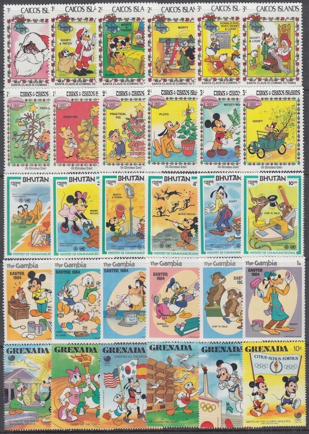 Disney Collection NO 1 - 5 Different Disney Sets - 30 Different Stamps ...