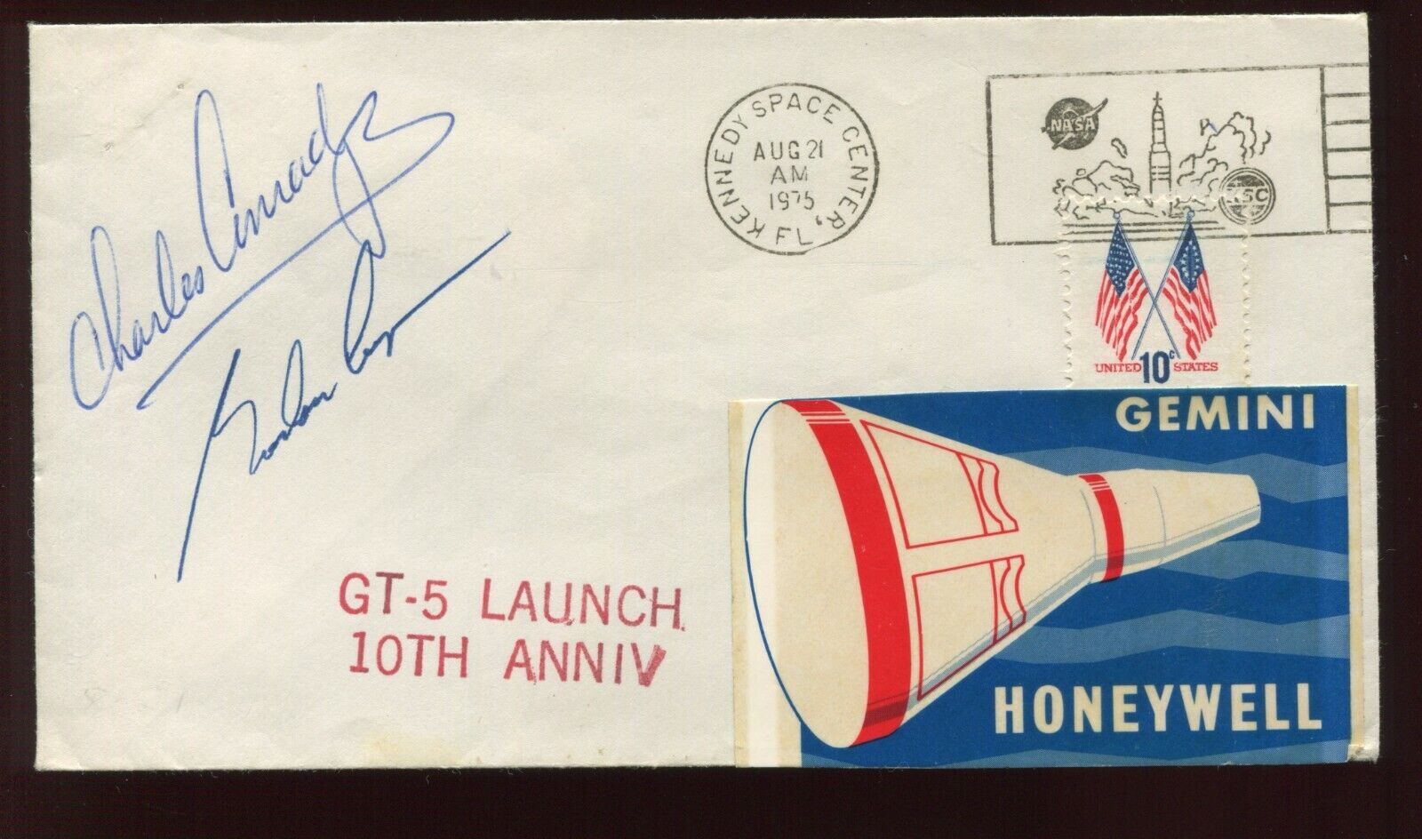 Gemini GT-5 Astronauts Charles Conrad & Gordon Cooper Signed Cover ...