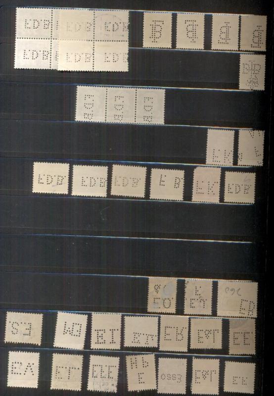 DENMARK PERFIN COLLECTION - over 200 stamps PLUS Reprint A-Z Perfin ...