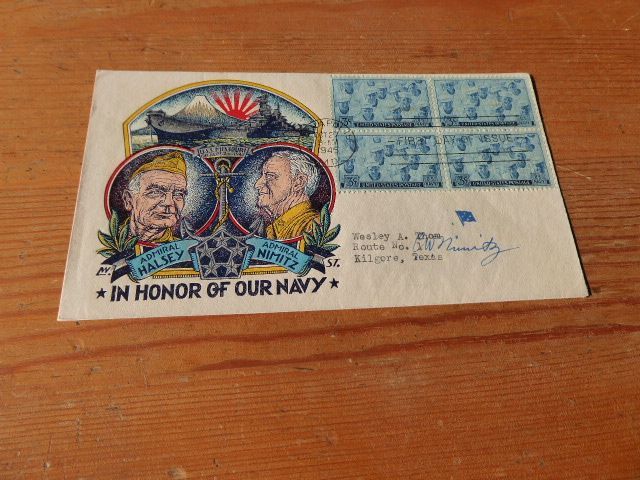 1945 Navy USA FDC Cover with Fleet Admiral Chester W. Nimitz preprint ...