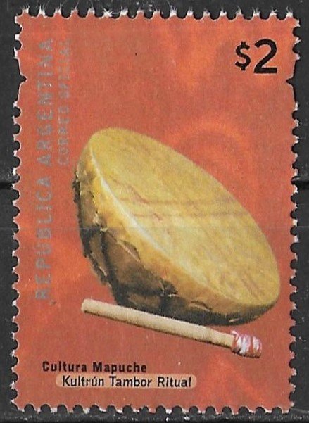 Argentina $2 Drum from Mapuche Culture issue of 2000, Scott 2131 MNG ...