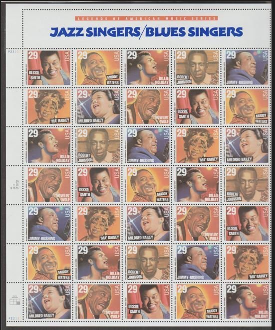 U.S. Scott #2854-2861 Jazz & Blues Singers - Music Stamps - Mint NH ...