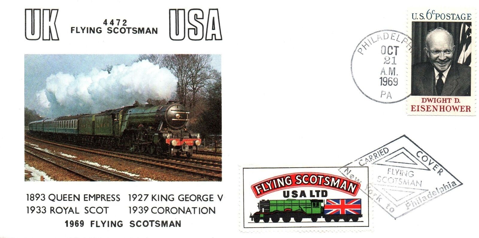 Commemorative Cover Flying Scotsman Carried Cover New York Philadelphia ...