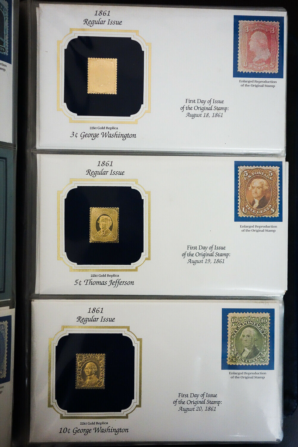 US Collection of 22kt Golden Stamp Replicas / HipStamp