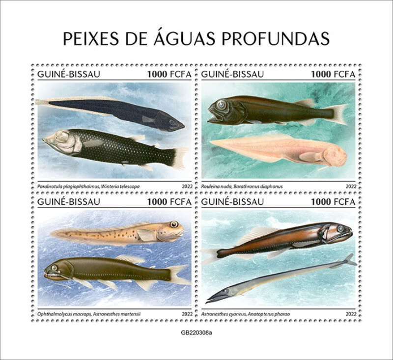 Guinea-Bissau - 2022 Deep Sea Fish, Daggertooth - 4 Stamp Sheet ...