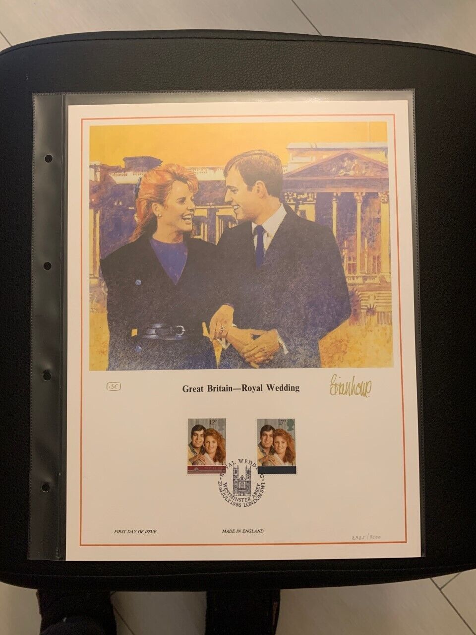 1986 Great britain royal wedding FDC panel, big size with plastic ...