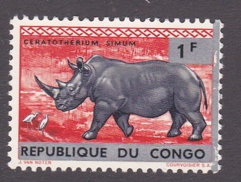 Congo Democratic Republic # 480, Rhino Stamp Error, NH | Africa - Congo ...