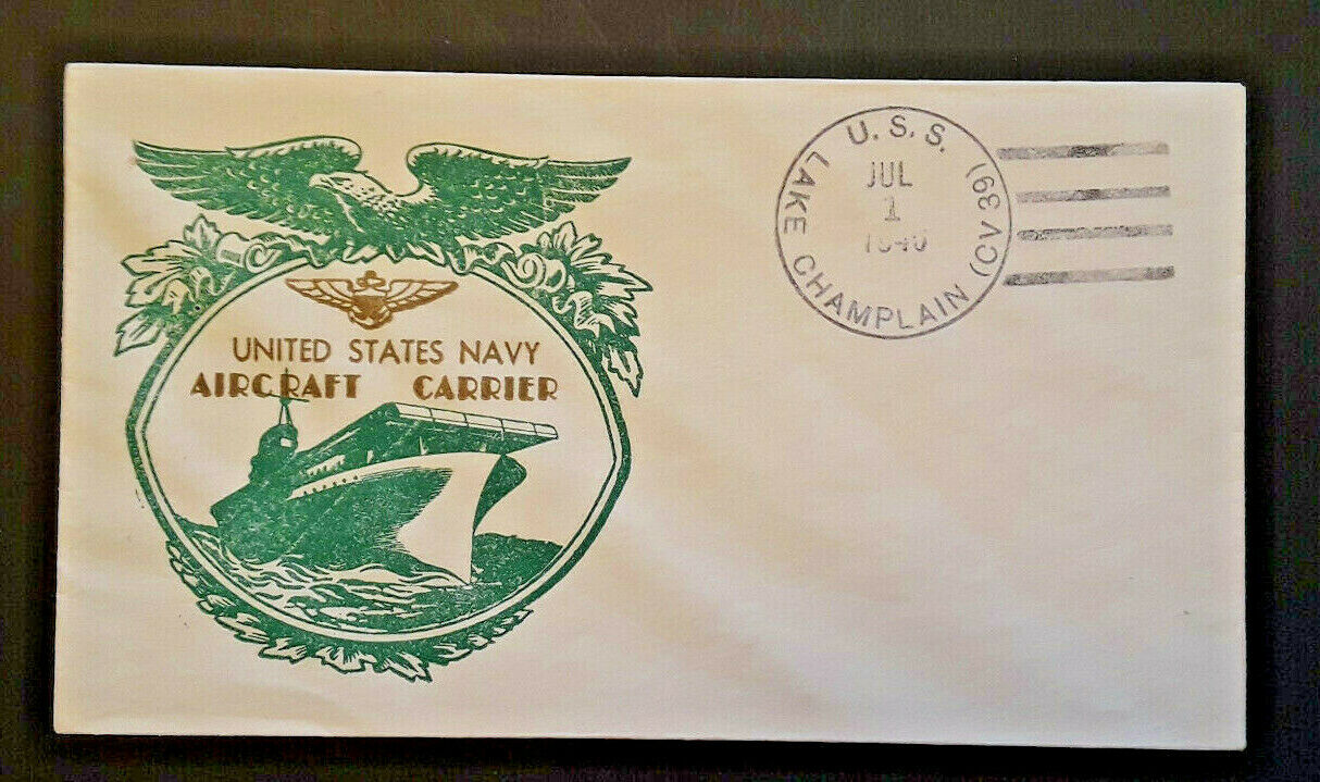1946 USS Lake Champlain CV 39 US Navy Aircraft Carrier Illustrated ...