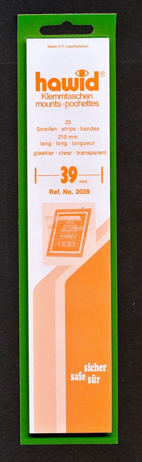 Hawid Stamp Mounts Size 39/210 CLEAR Background Pack of 25 / HipStamp