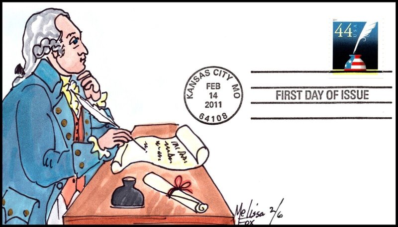 Scott 4496 44 Cents Quill & Inkwell Melissa Fox Hand Painted FDC 2 Of 6 ...