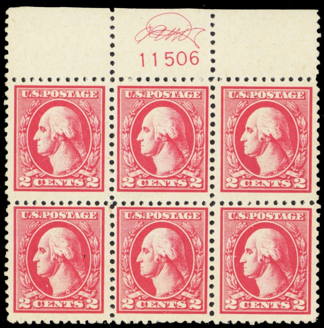 528, Mint NH VF 2¢ Monogram Plate Block Of Six Stamps - Stuart Katz ...