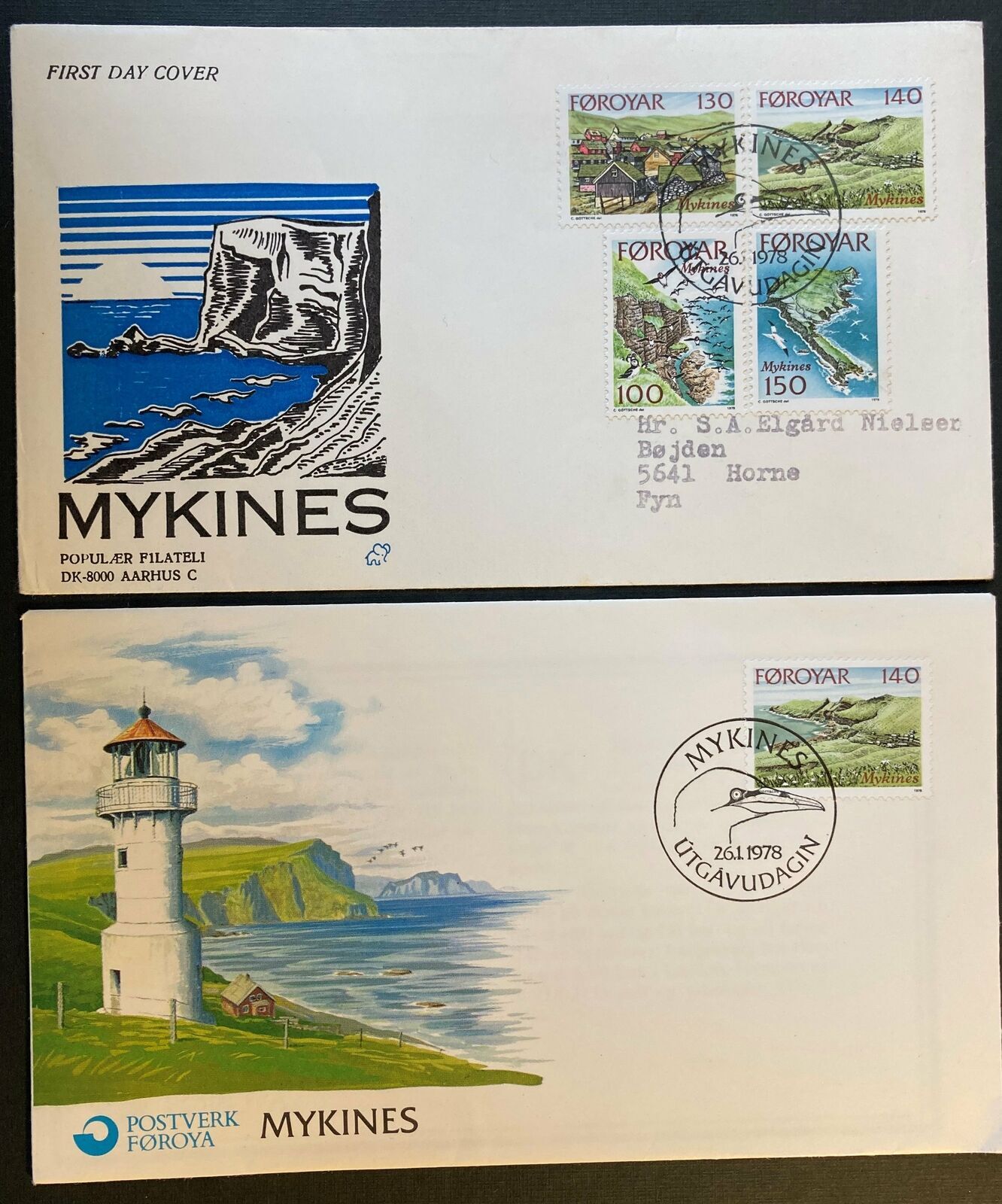Faroe 1978 FDC x2 mykines island birds maps lighthouses #7 | Europe ...