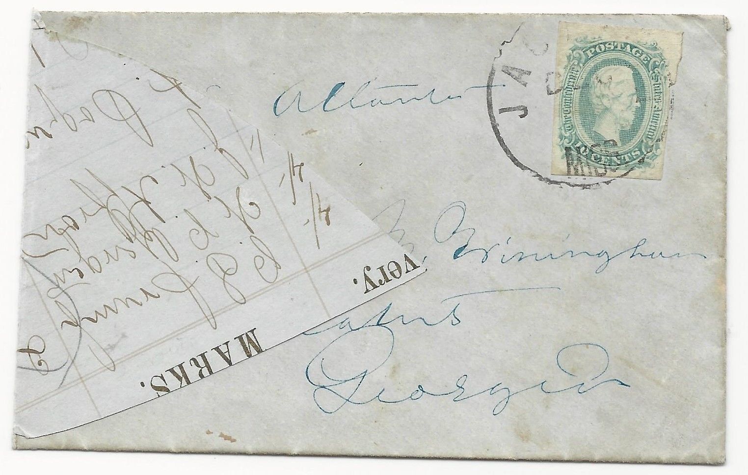 CSA Scott #11c AD on Adversity Cover Used Cargo Invoice Form Jackson ...