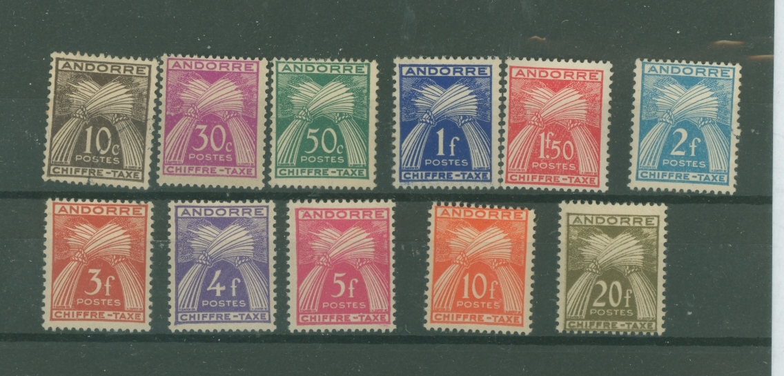 Andorra (French) #J21-J31 Unused Single (Complete Set) | Europe ...
