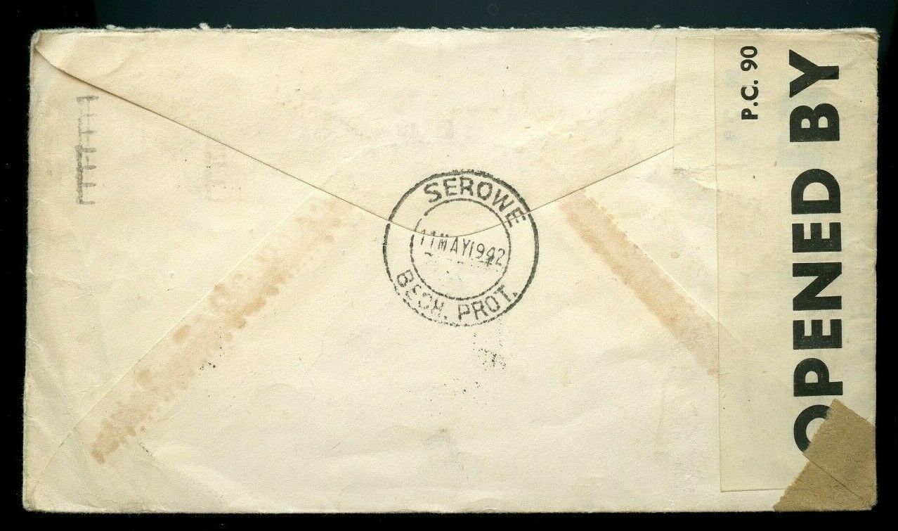 RARE to BECHANALAND Censor Return Sender w/receivers 1942 Canada cover ...
