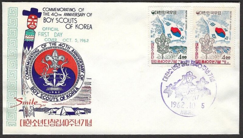 KOREA Sc#358-359 40th Anniversary of Korean Scouting (1962) FDC | Asia ...