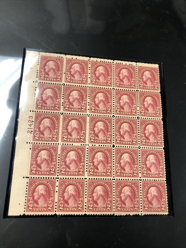 US 634 Washington 2C Block of 25 - Center “Smiling George” Stamp ...