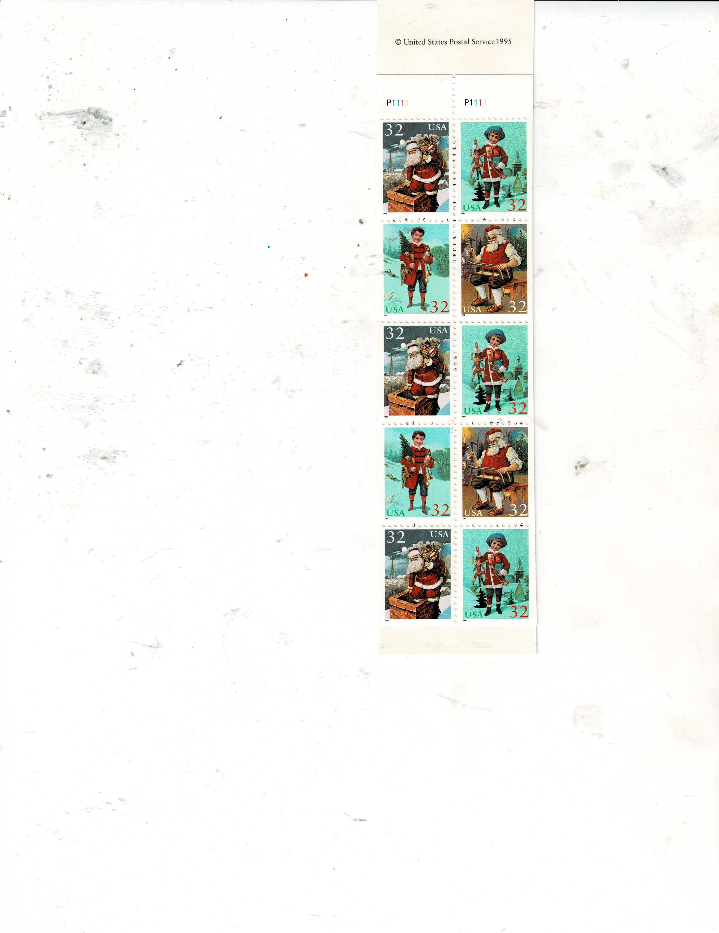 Holiday Christmas Greetings 32c US Postage Booklet Pane of 10 stamps ...