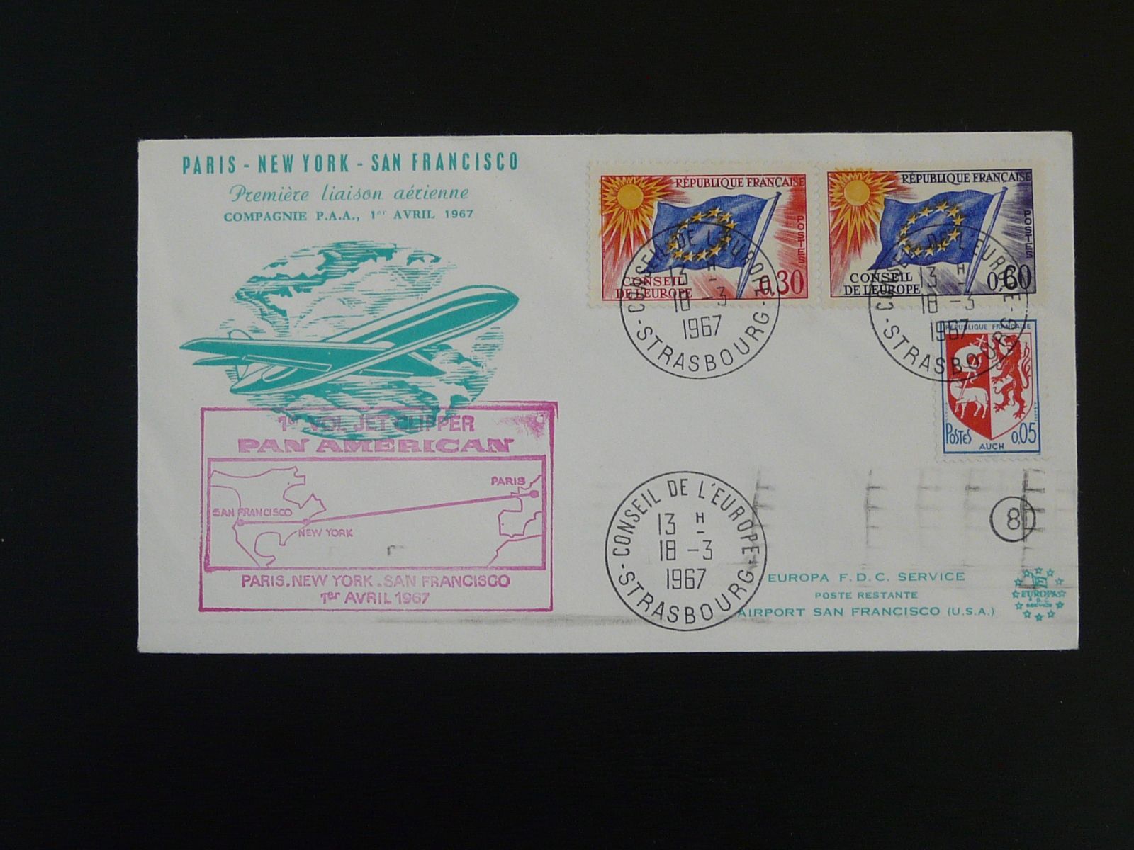 first flight cover Paris San Francisco Panamerican 1967 (France ...