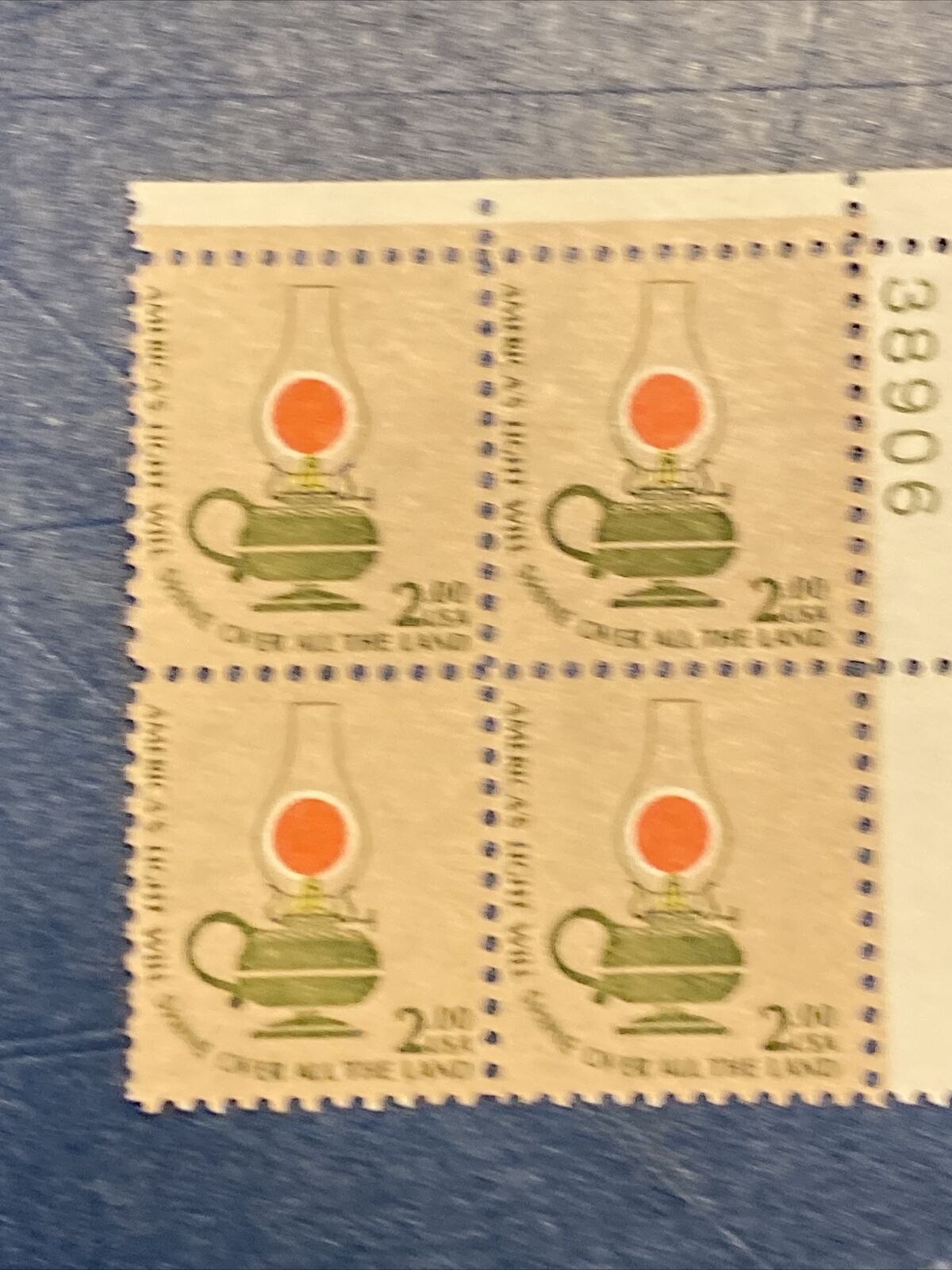 US Stamps-SC# 1611 - Lamp - Plate Block - $2.00 - MNH - SCV = 16.00 ...