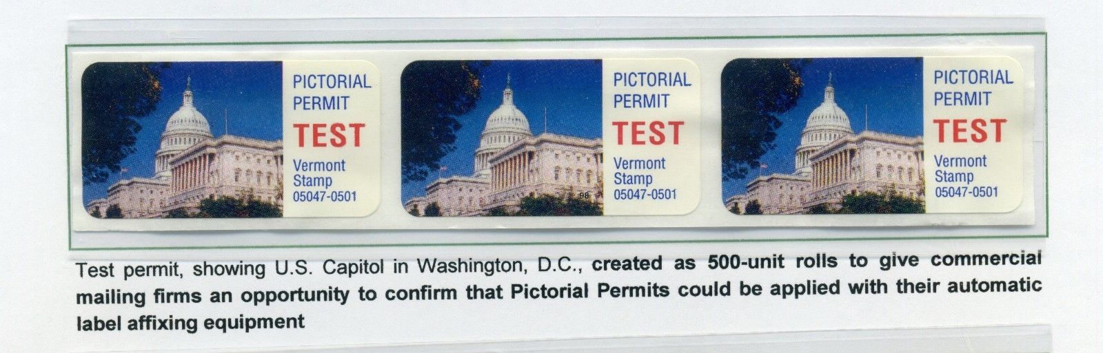 PICTORIAL PERMIT TEST STAMPS & MORE DEVELOPED BY VERMONT STAMP CO. (LOT ...