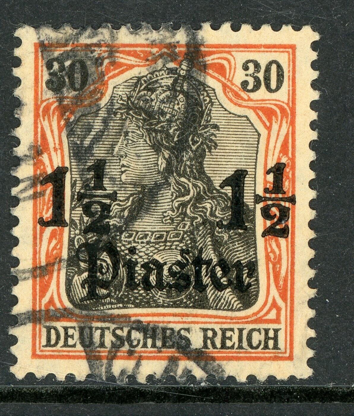 Turkey 1906 Germany 1½ Piastre/30 pf Germania Scott #47 VFU L412 ...