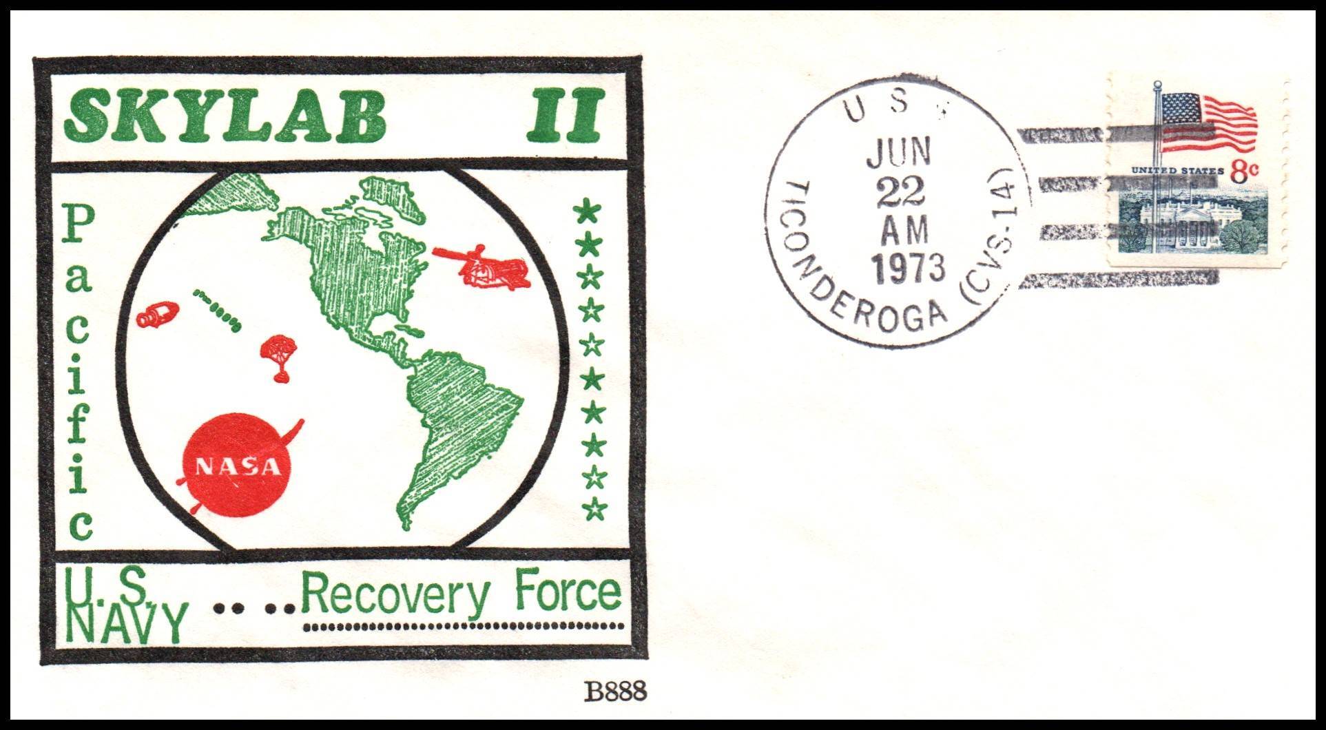 US Skylab II Pacific Recovery Force USS Ticonderoga 1973 Space Cover ...