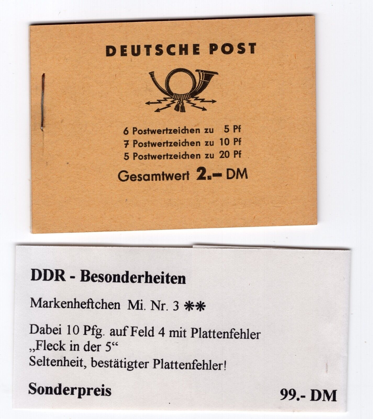 Germany DDR Democratic Republic 1960 Booklet With Platefault on 10pf ...