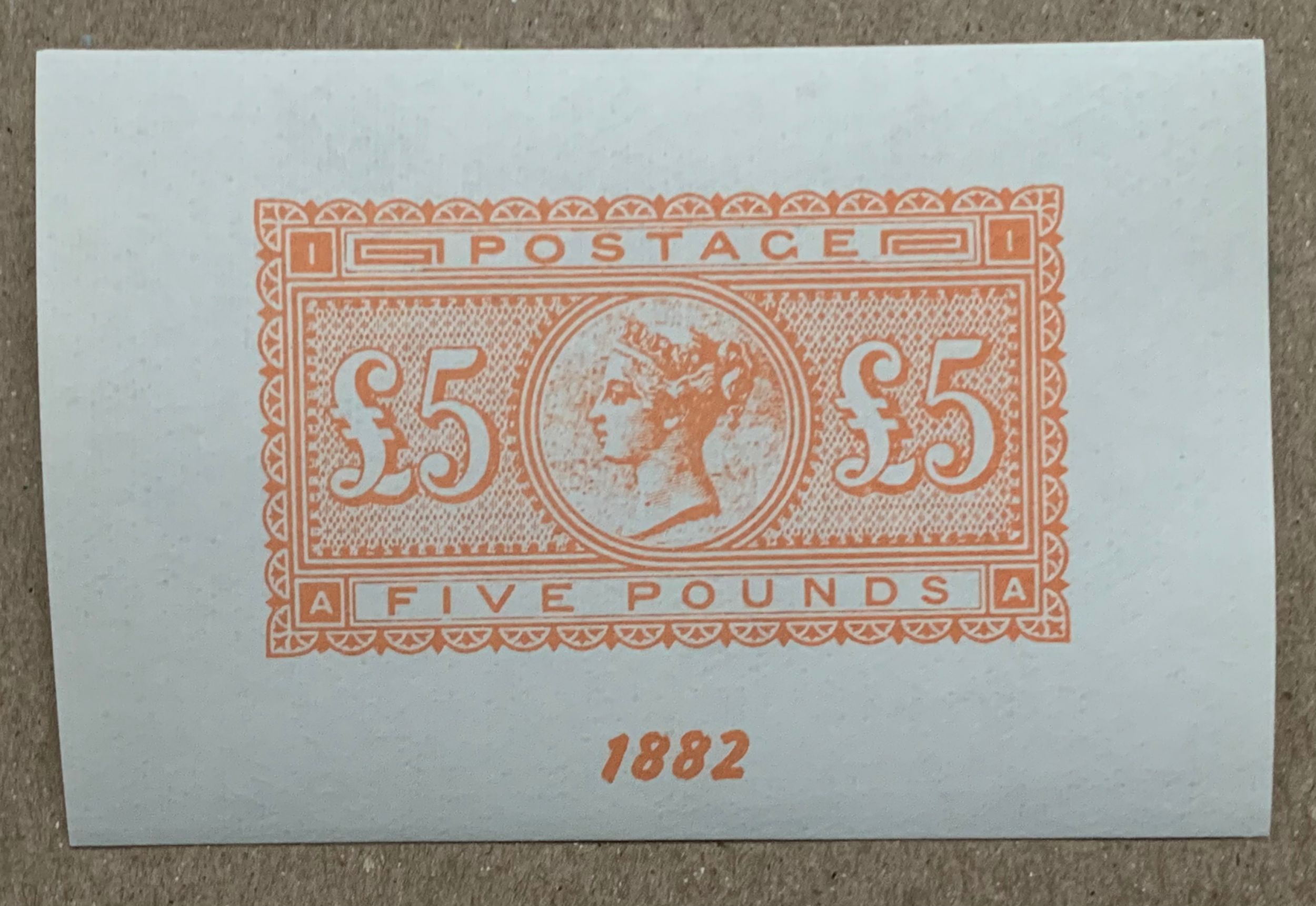 Great Britain 1882 £5 QV souvenir sheet reprint of Scott 93, MNH ...
