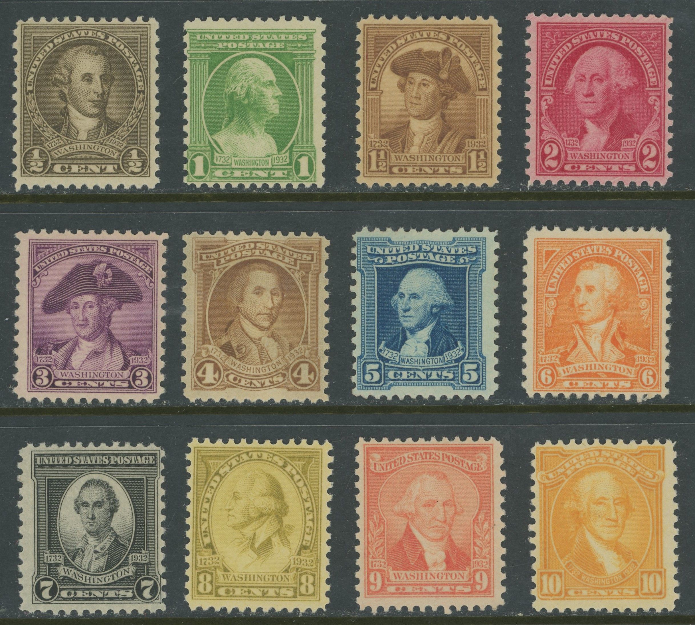 USA 704-715 Washington Bicentennial - Fine Mint Never Hinged set of 12 ...