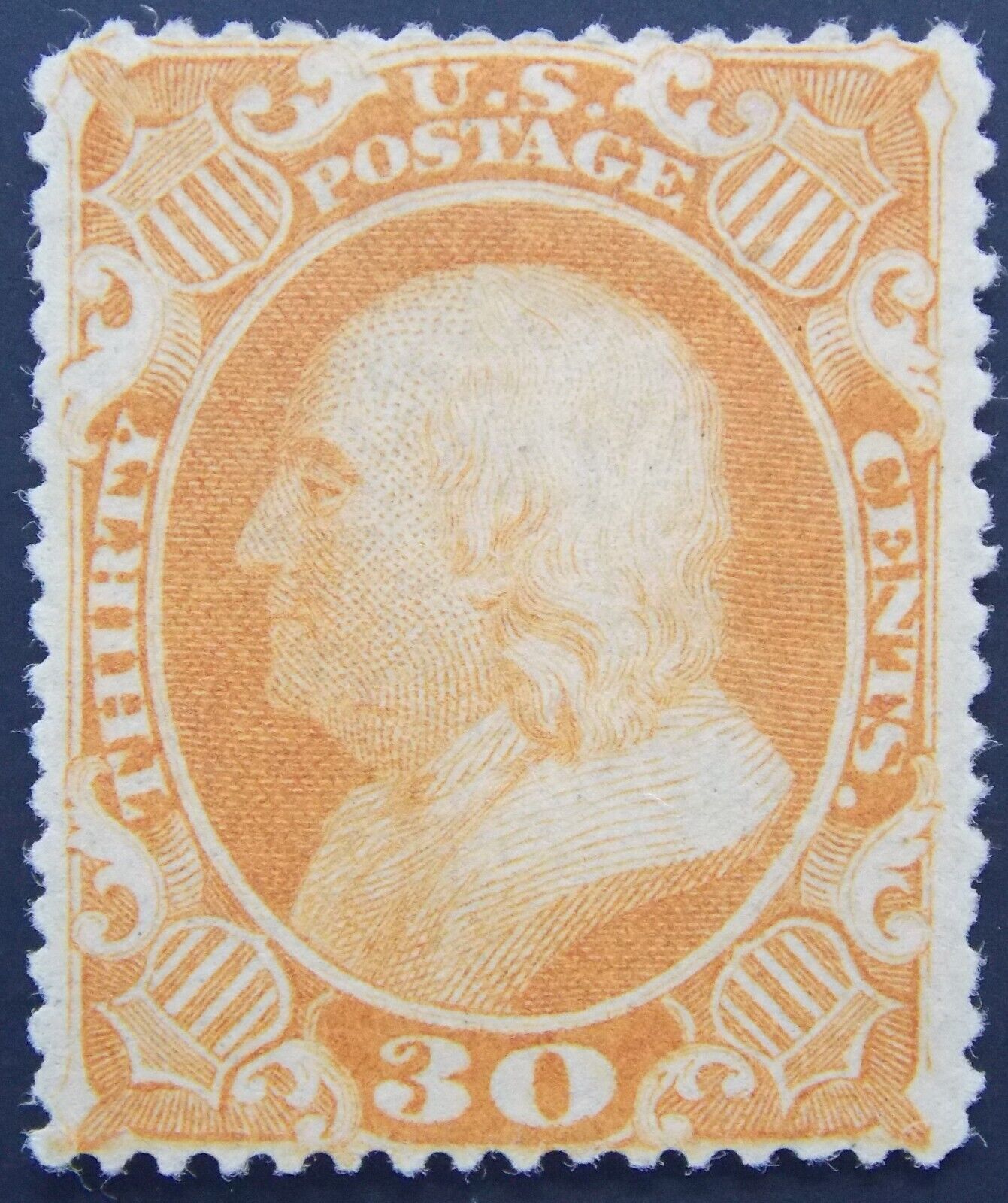 US Scott #38 Mint Vf-Xf Full OG Short Perf SCV $1900 With PSE Cert AK 6 ...