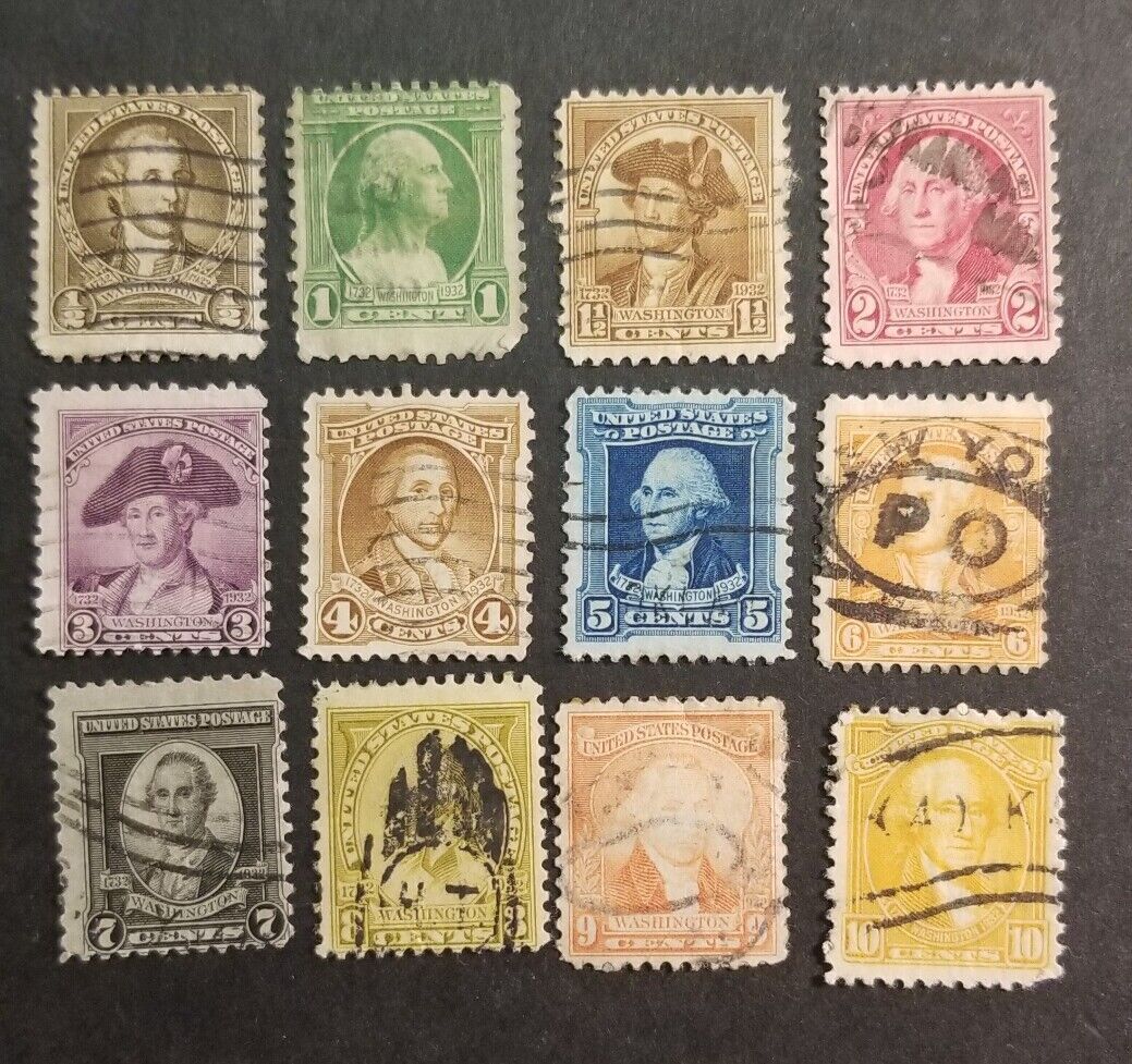 US Scott 704-715 George Washington Bicentennial Stamp Set Used z2256 ...