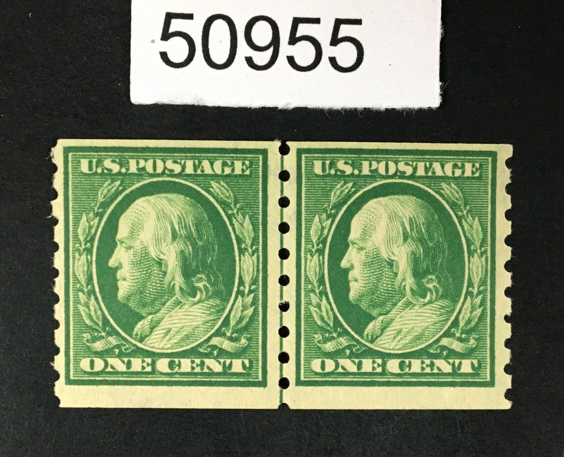 US Stamps # 392 Line Pair Mint OG NH Post Office Fresh $400 LOT #50955 ...