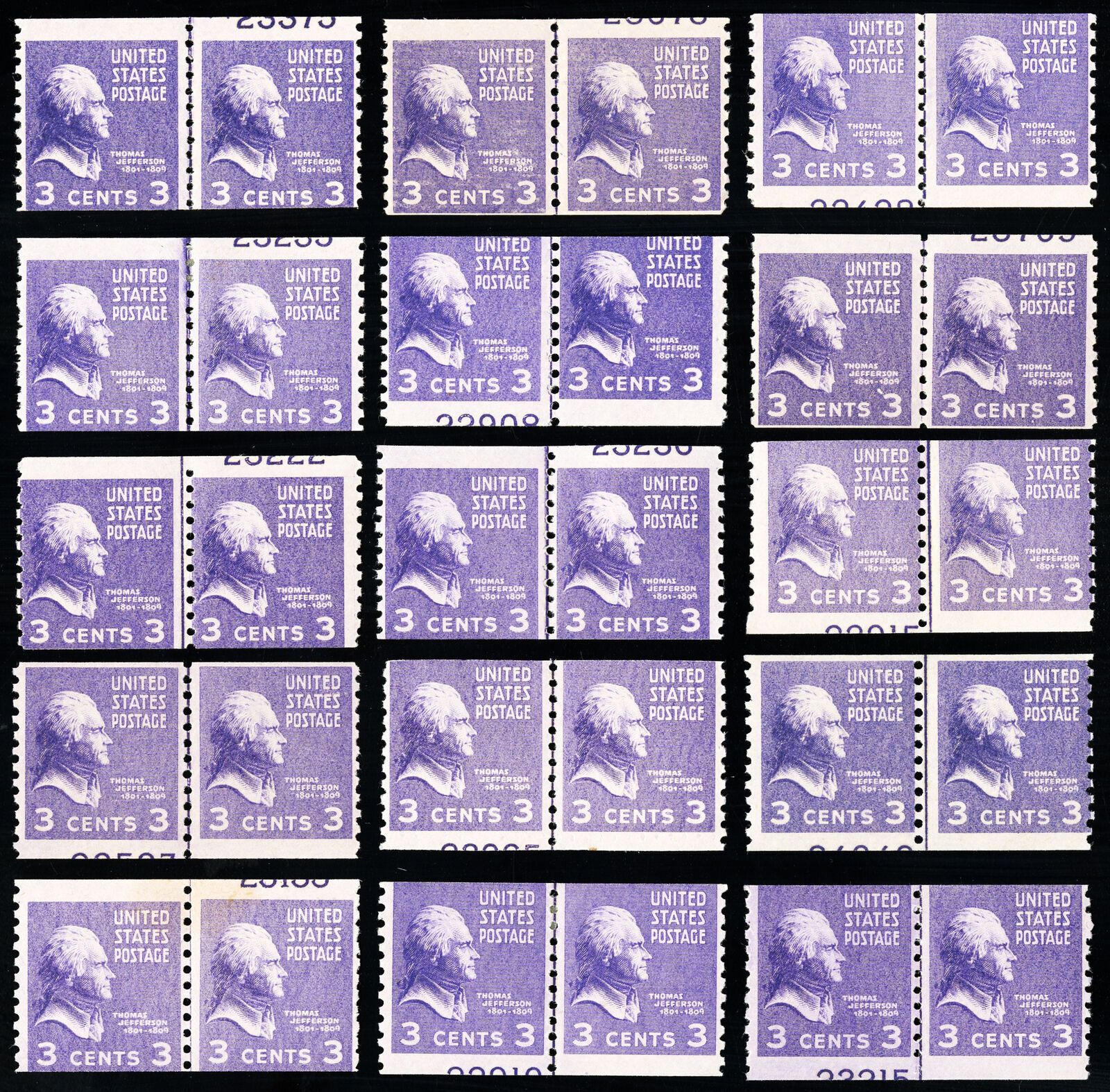 US Stamps # 842 15 Line Pair With Plate Numbers | United States ...