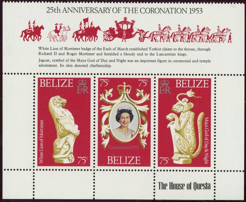 Belize 397a-397c Elizabeth II Coronation Anniversary White Lion 1978 ...