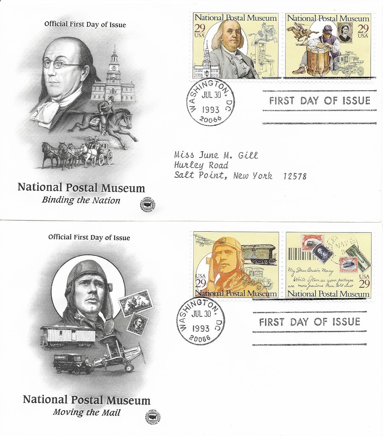 1993 FDC, #2779-2782, 29c National Postal Museum, PCS (2) | United ...
