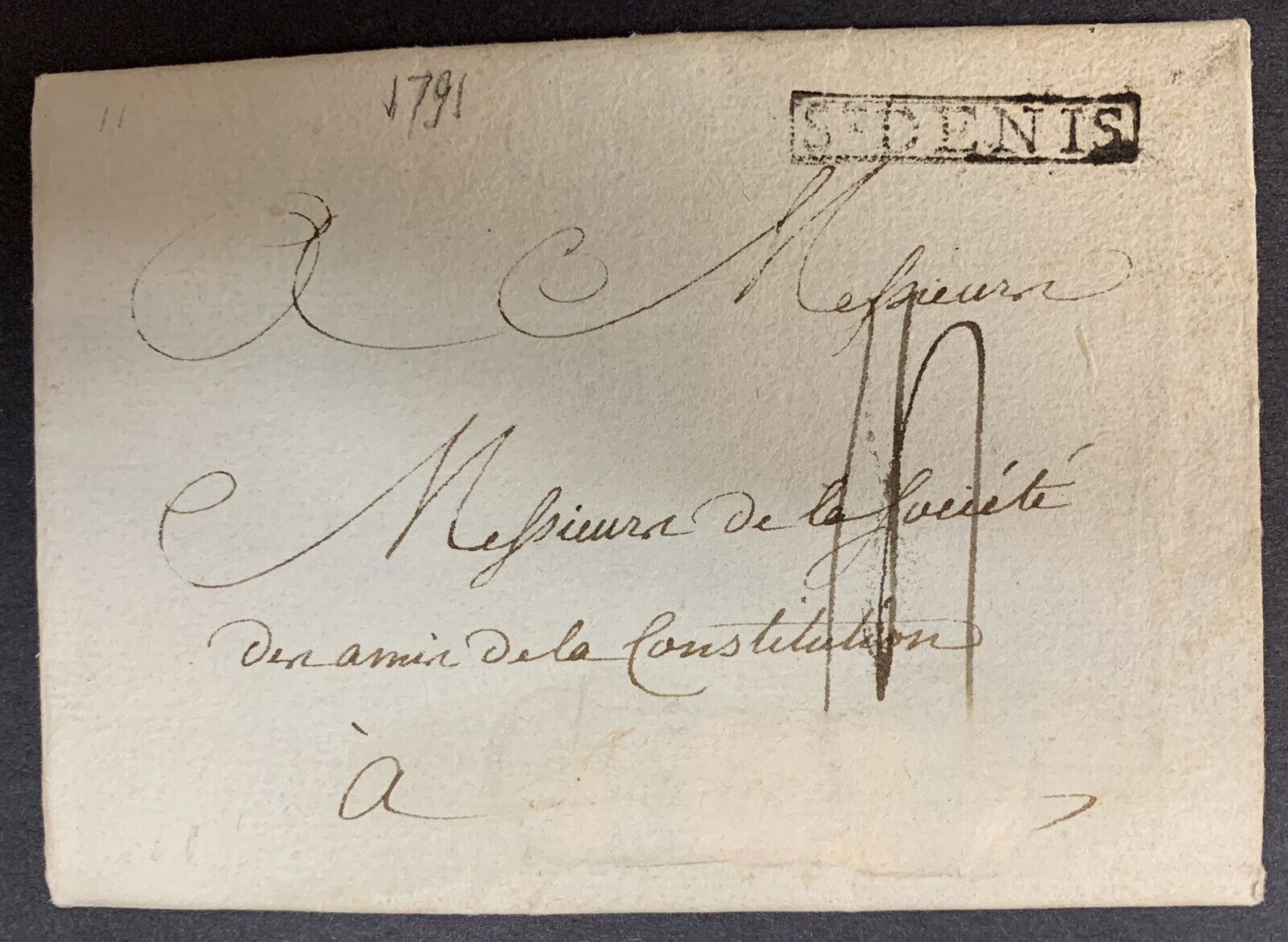 France, 1791, Stampless Cover /Letter, "ST DENIS" handstamp ...