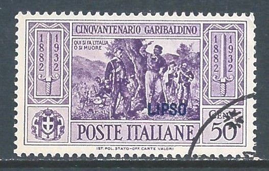 Italy-Lisso #21 Used 50c Garibaldi at Battle Issue Ovptd. "Lipso ...
