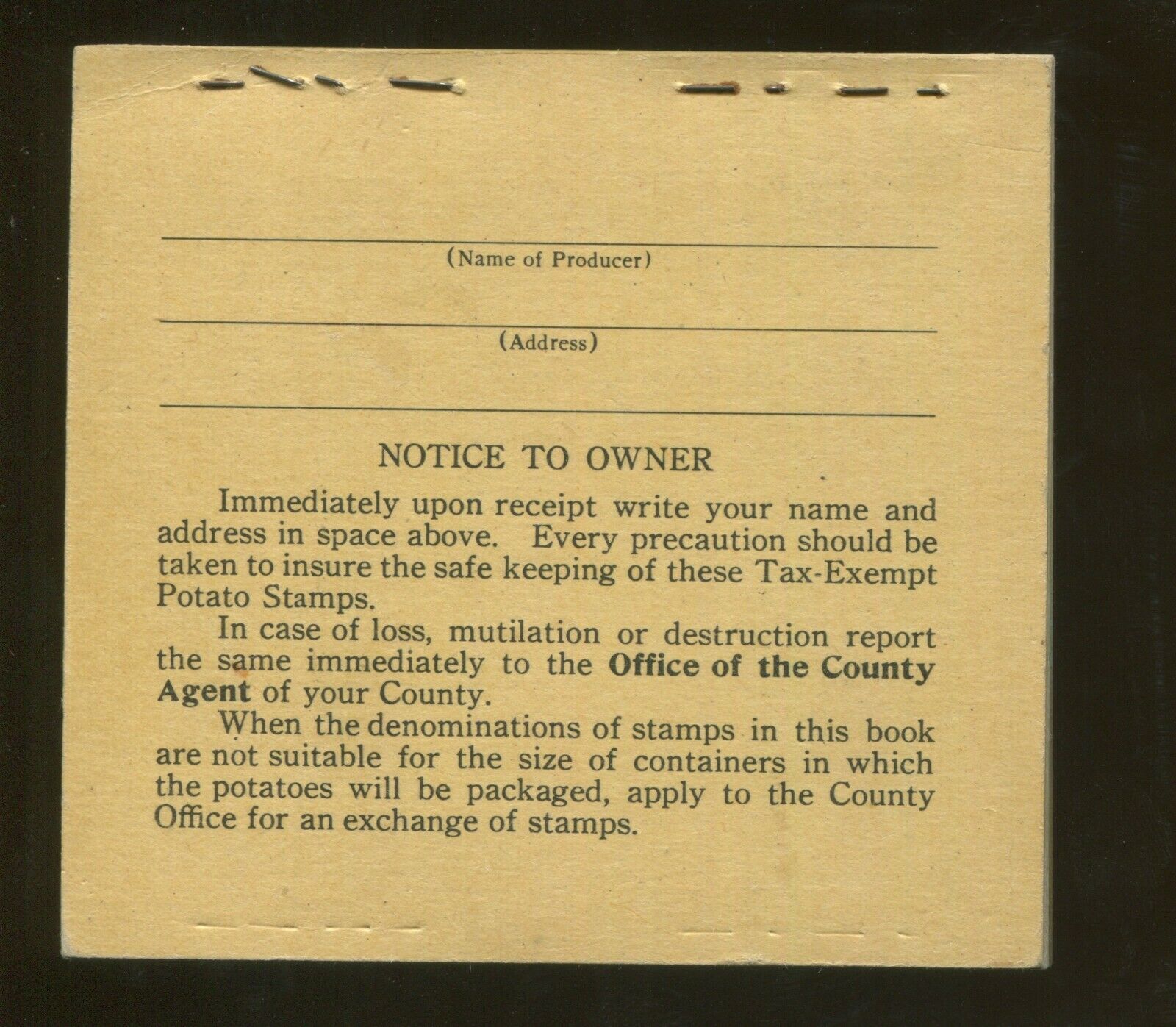 1935 United States Tax Exempt Potato Stamp #RI14 Mint Complete Booklet ...