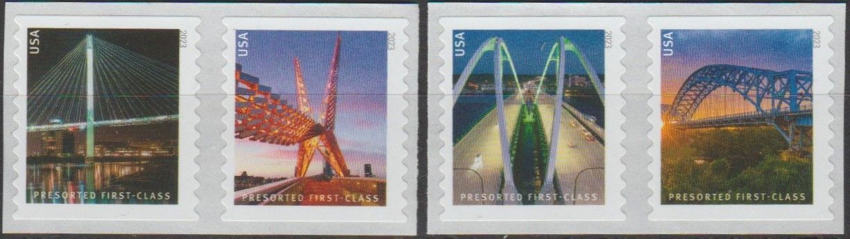 5808-11, Set-4 (2PR), W/BK-1300. "Bridges" MNH, (Presorted First Class ...