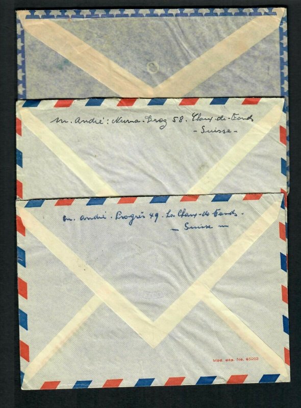 #143 (9) Covers (3) Examined Luftpost 1940-1950s Semi Post Sets Multi ...