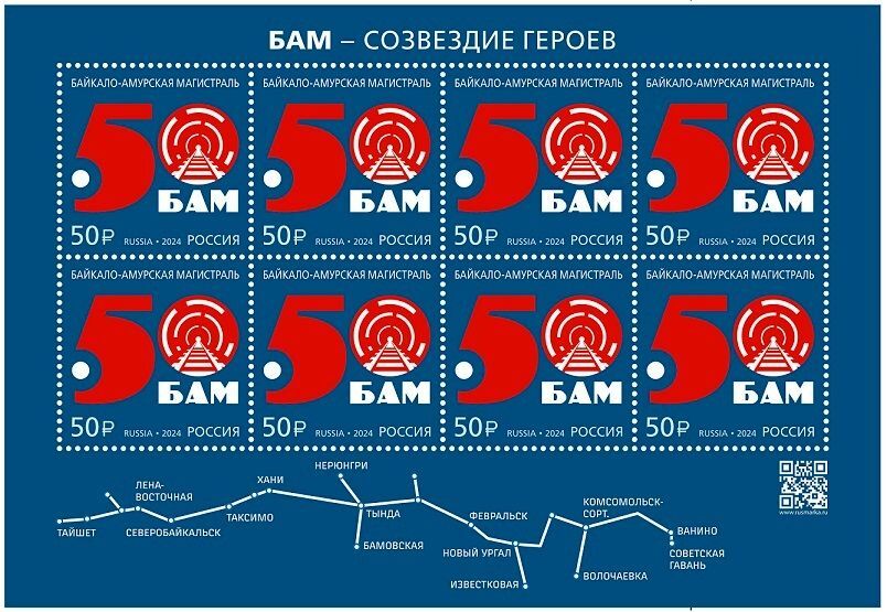 RUSSIA 2024-24 Transport Map Railway: BAM Railway Mainline - 50. MINI ...