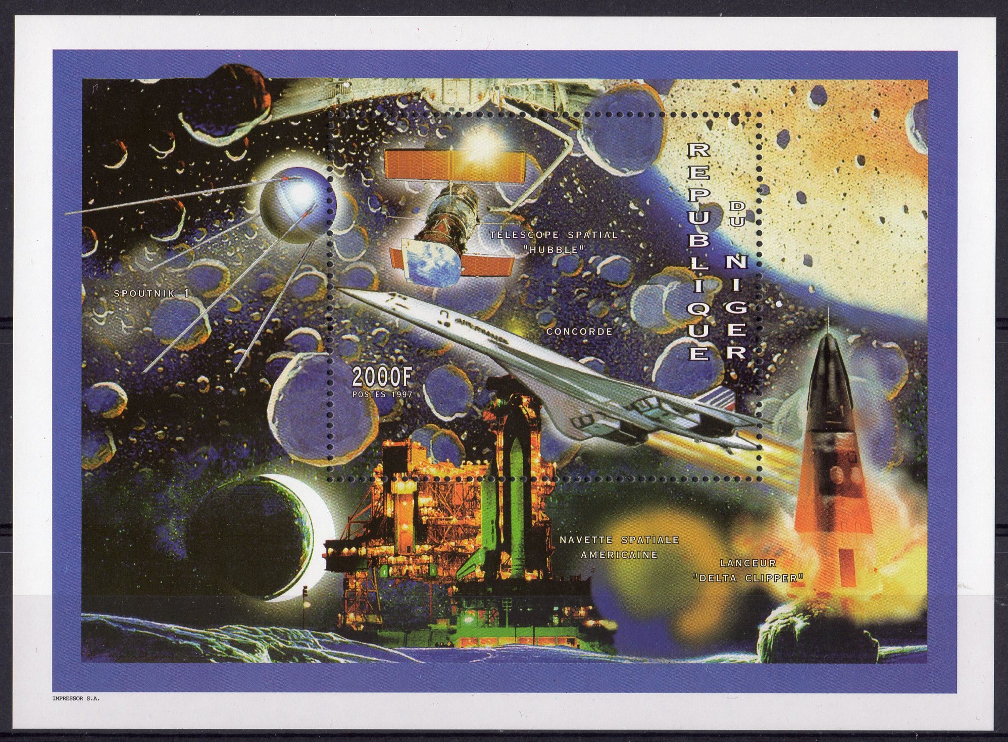 Niger 1997 Sc#962 Concorde/Hubble Space Telescope/Sputnik I SS (1) MNH ...