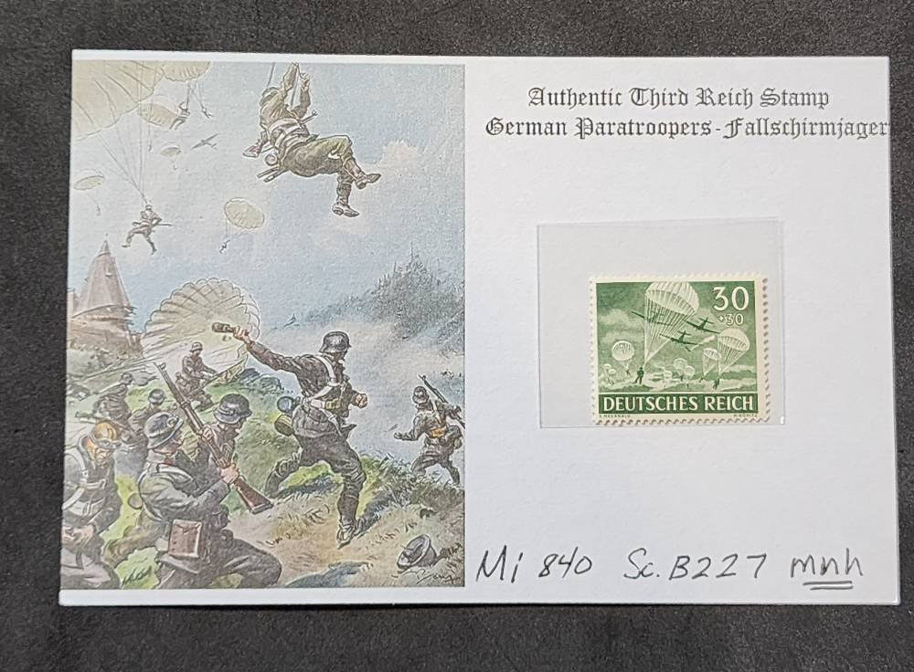 WW2 WWII Nazi German Third Reich military Luftwaffe PARATROOPERS stamp ...