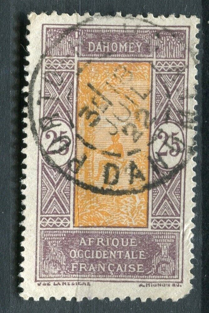 FRENCH COLONIES; DAHOMEY early 1900s Pictorial issue used 25c. fair ...