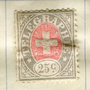 SWITZERLAND; 1868 early classic TELEGRAPHIE issue Mint hinged 25c ...