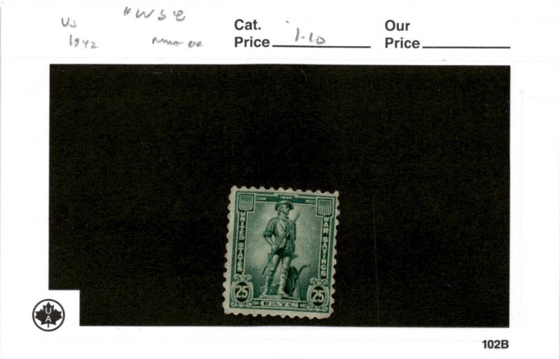 United States Postage Stamp, #WS8 Mint Hinged, 1942 War Savings WWII ...