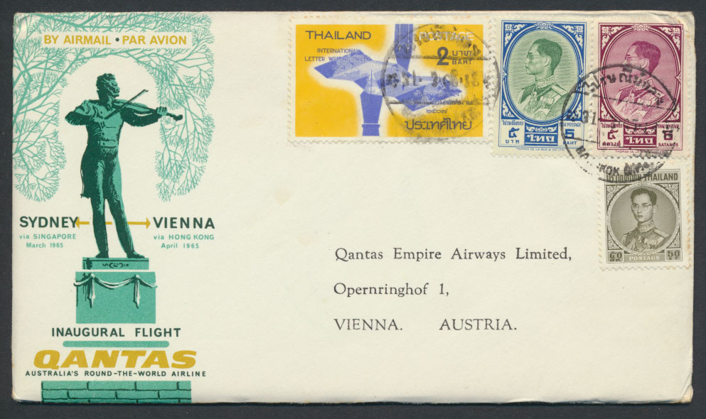 1965 Qantas First Flight Cover - Sydney Vienna via BKK AAMC 1543a ...